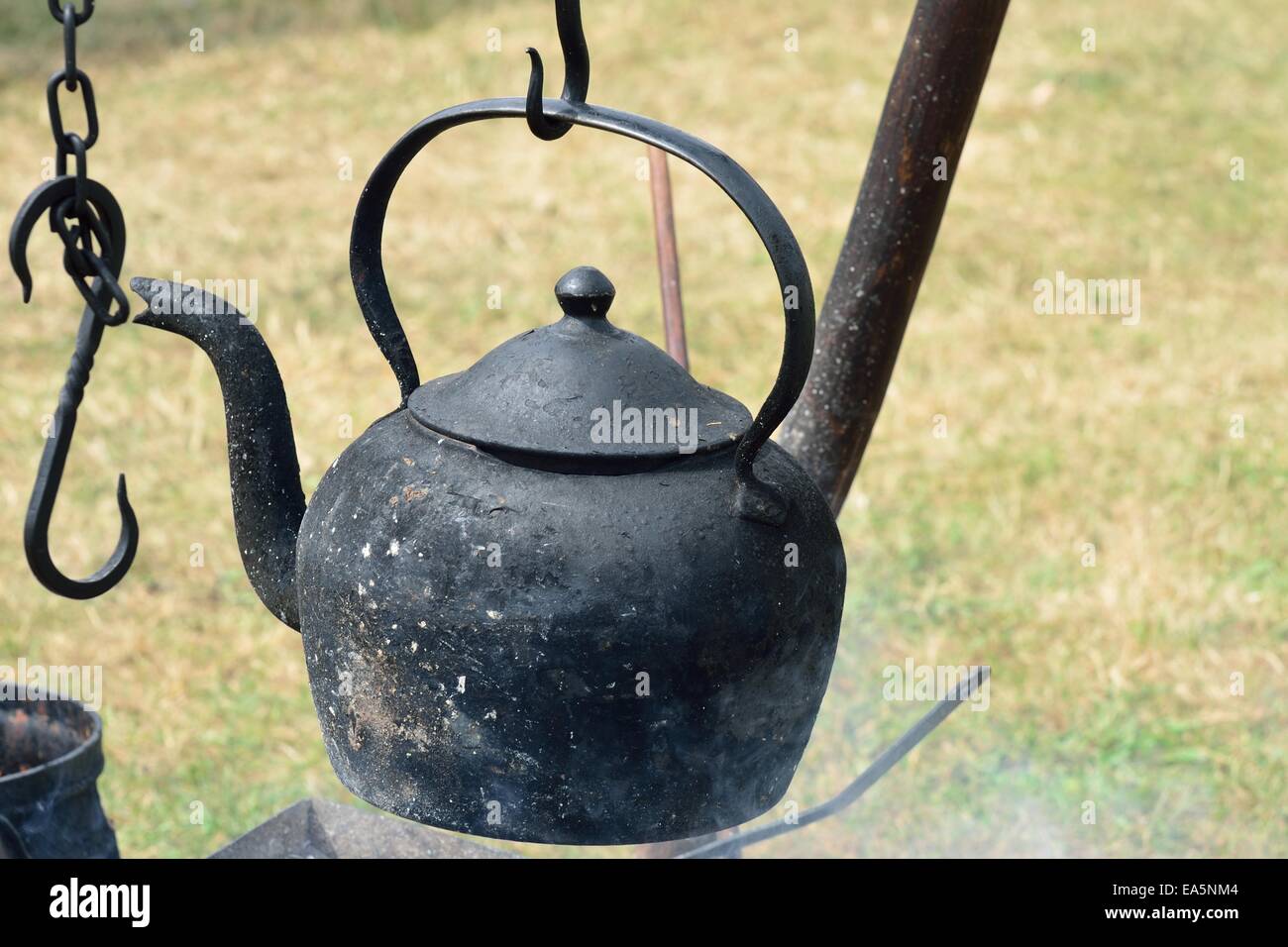 Black outdoor kettle Stock Photo - Alamy