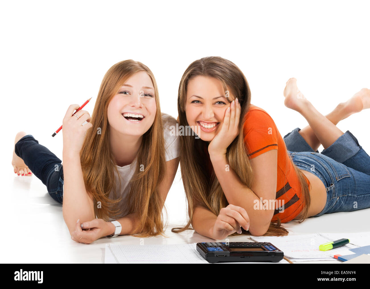 two pretty young student girls Stock Photo - Alamy