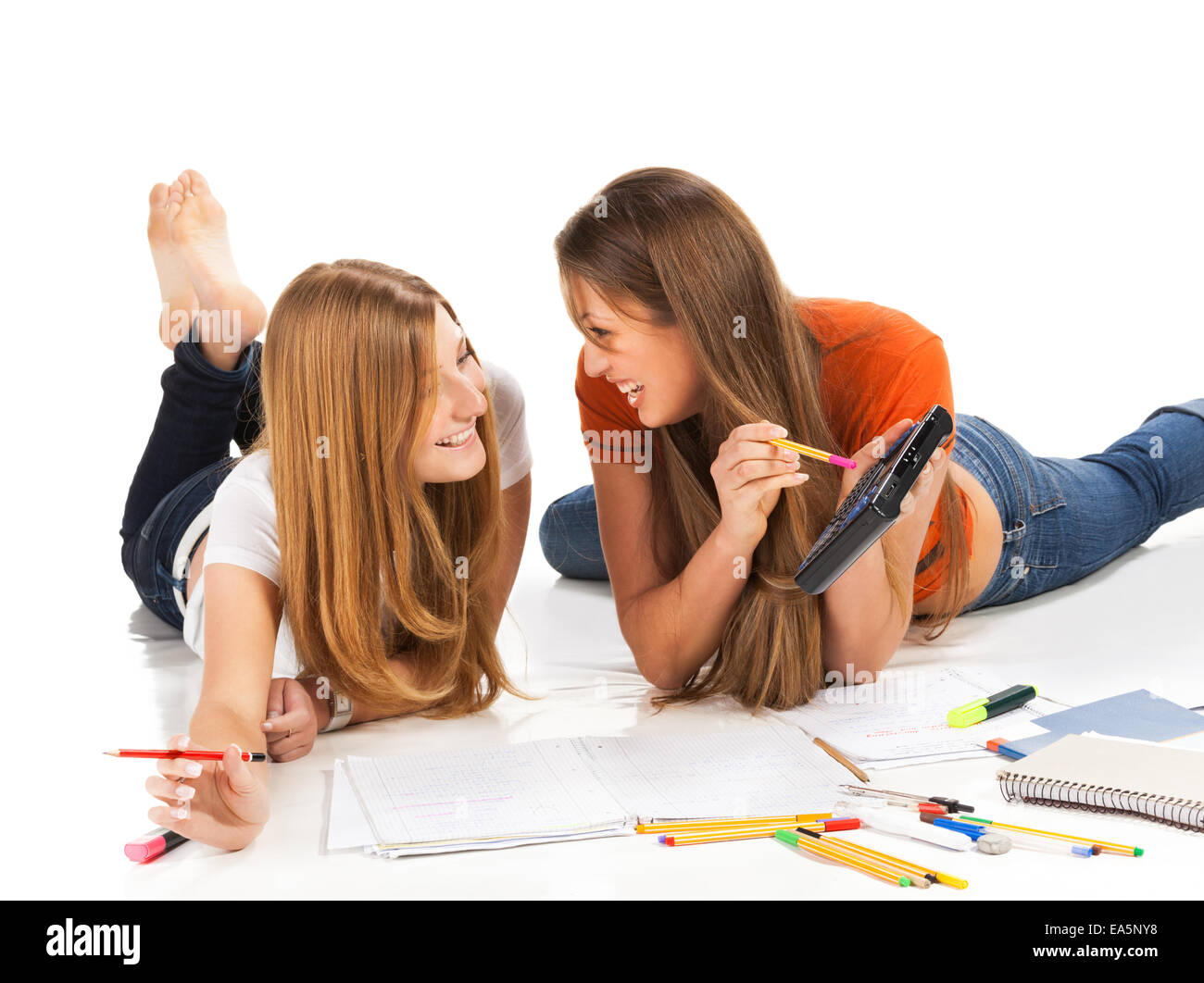two pretty young student girls Stock Photo - Alamy