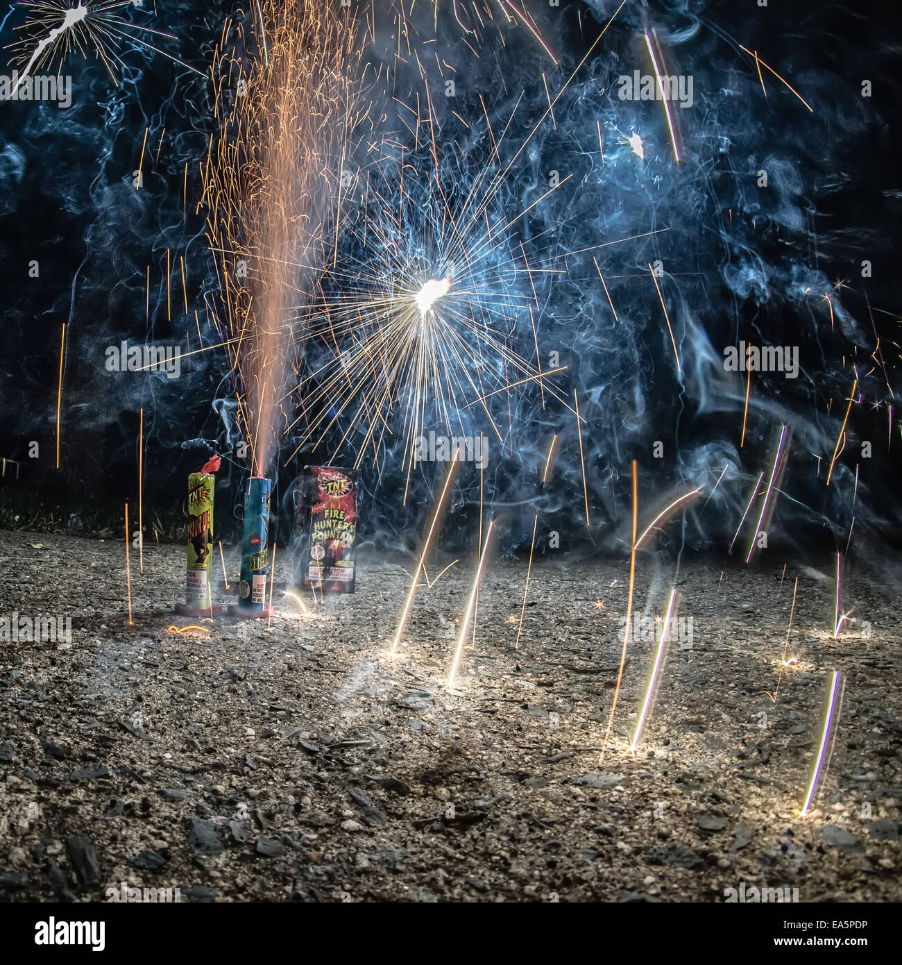 fireworks at home in a driveway Stock Photo - Alamy