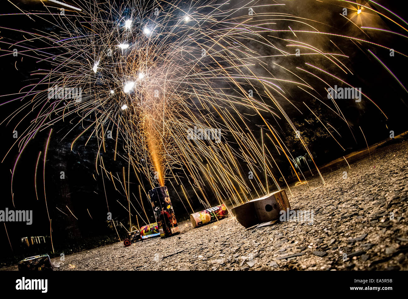 fireworks at home in a driveway Stock Photo - Alamy