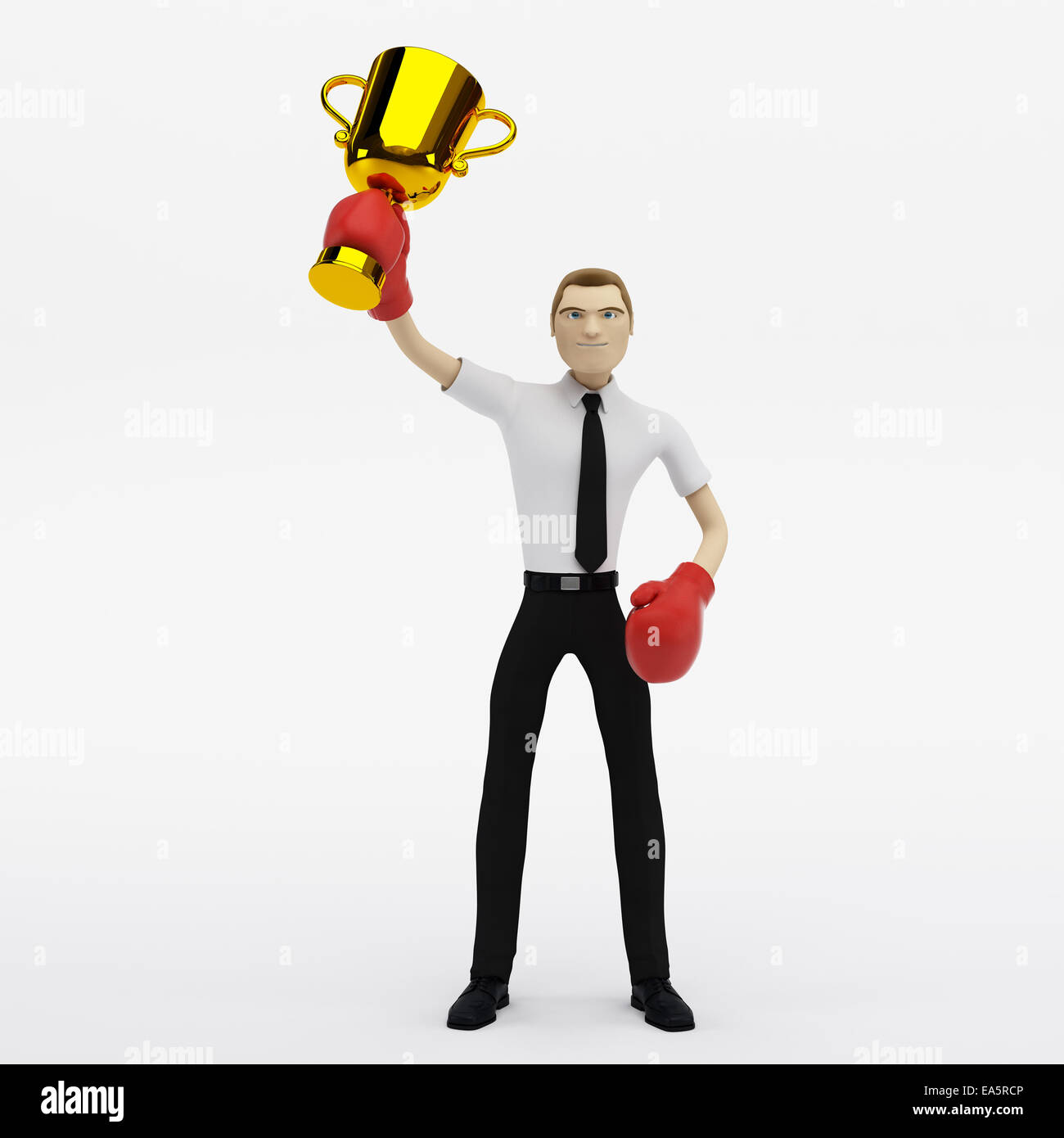 businessman winner with a trophy on white background Stock Photo - Alamy