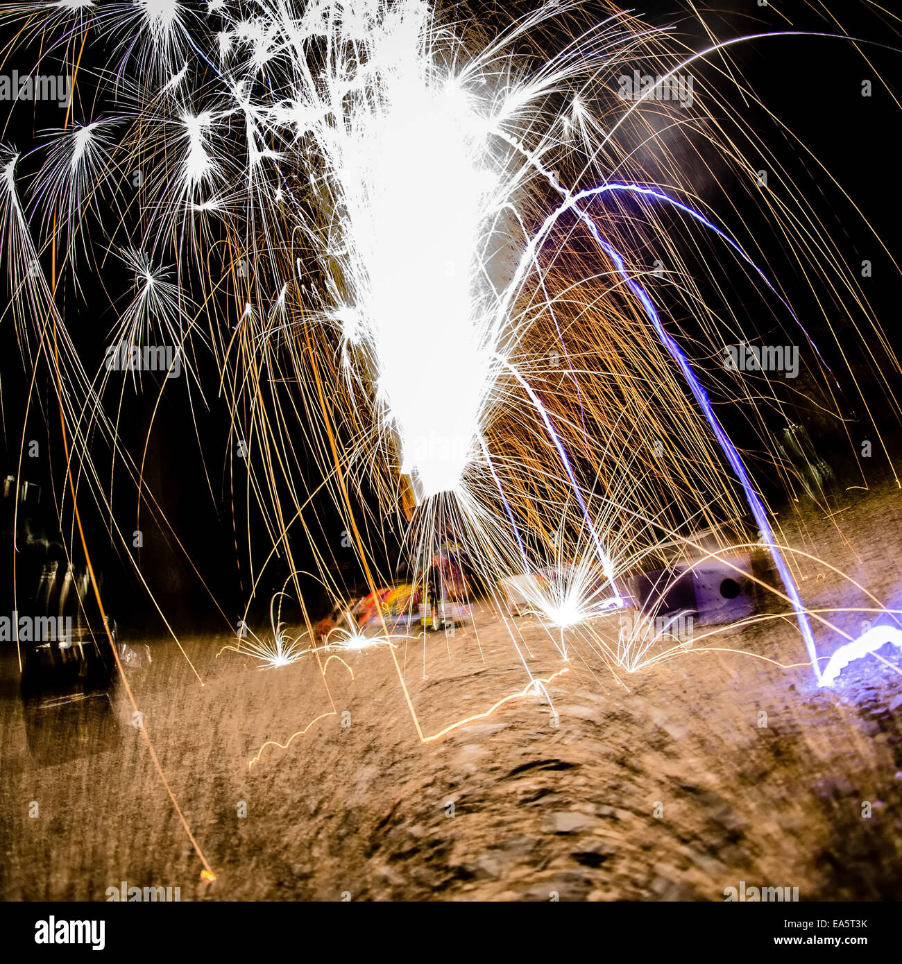 fireworks at home in a driveway Stock Photo - Alamy