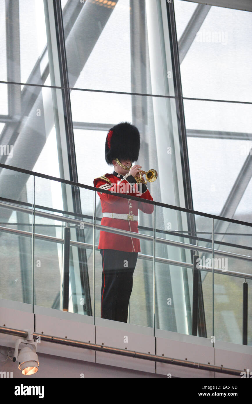 City Hall, London, UK. 7th November 2014. A bugler gives the Last Post ...