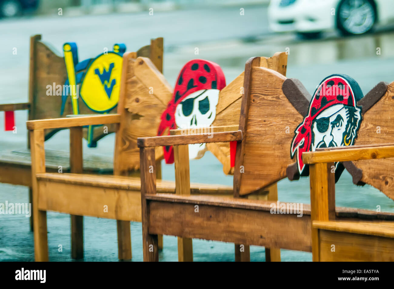 wood carved pirate chairs Stock Photo - Alamy