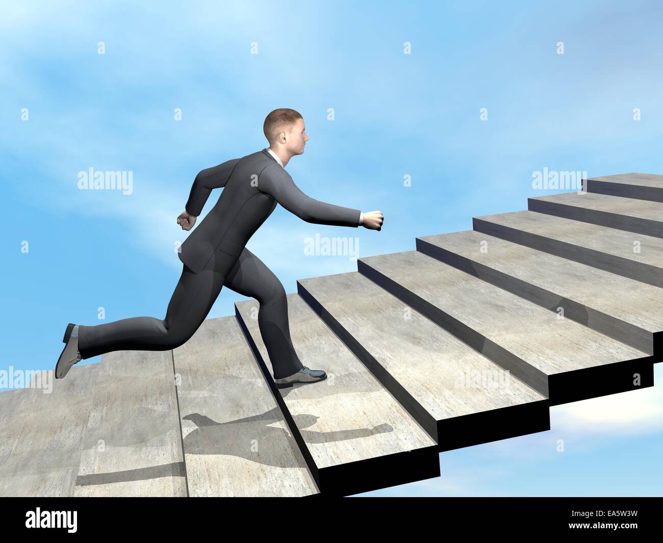 Businessman climbing stairs - 3D render Stock Photo - Alamy