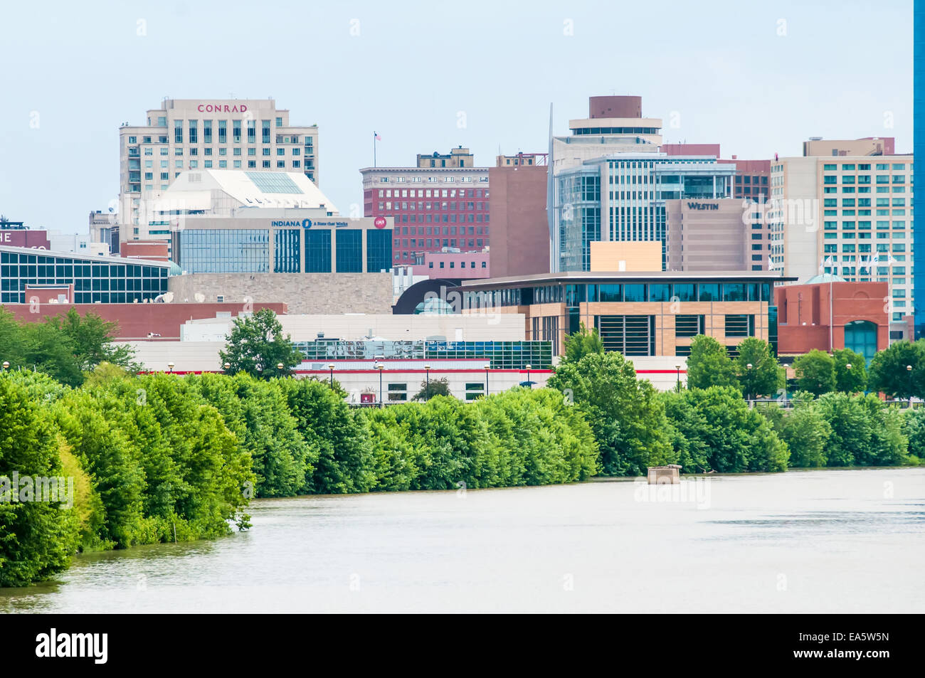 Indianapolis skyline across river Stock Photo - Alamy