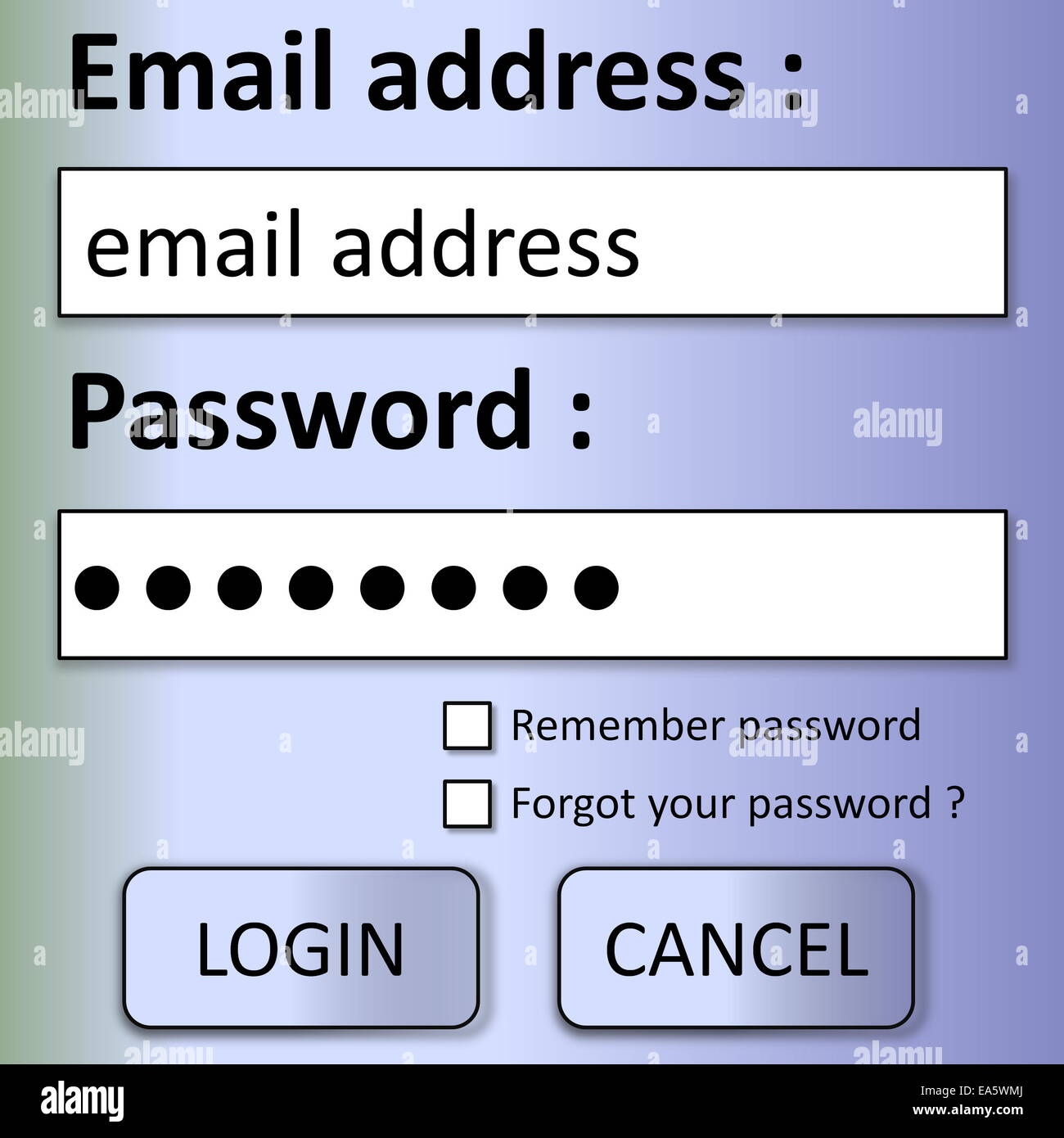 Email login page hi-res stock photography and images - Alamy