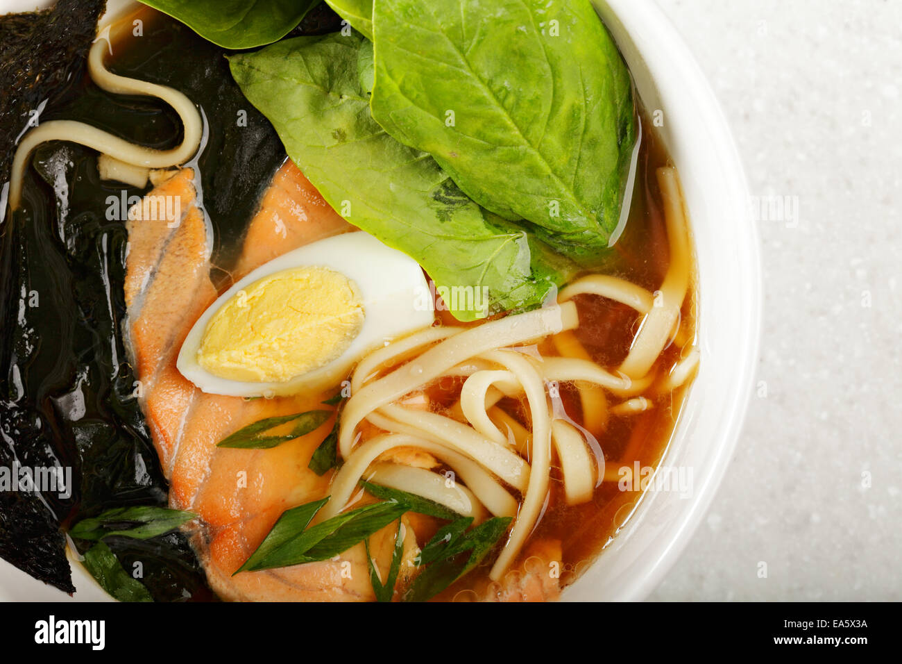 Fish ramen soup above view Stock Photo - Alamy