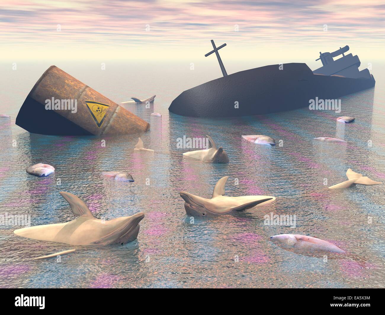 Industrial disaster - 3D render Stock Photo - Alamy