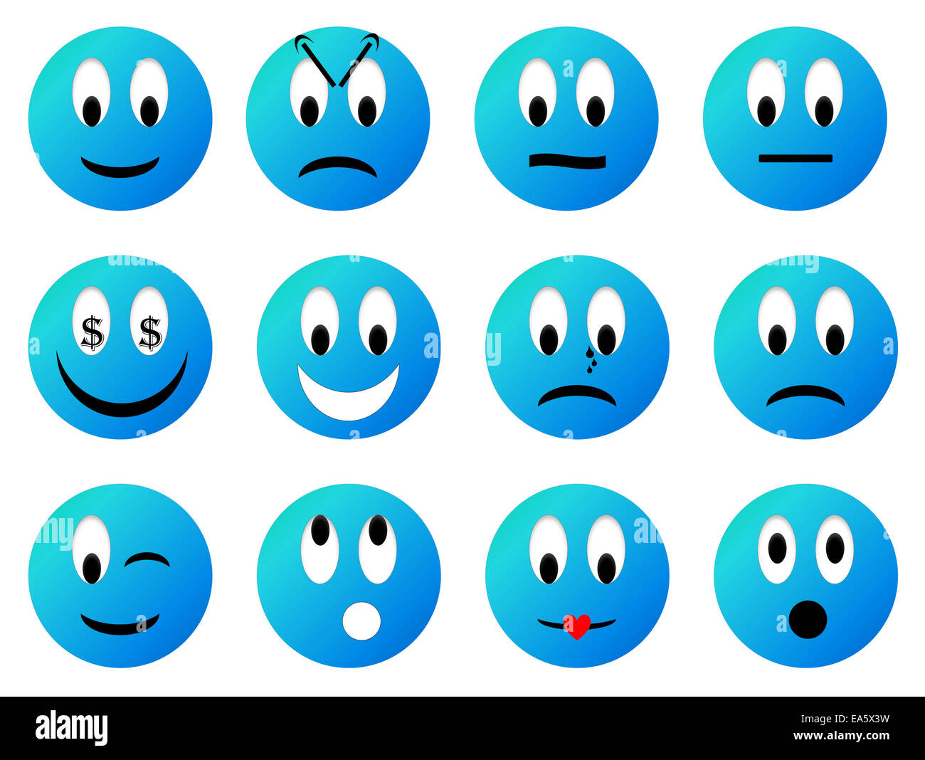 Set of smiley - 3D render Stock Photo - Alamy