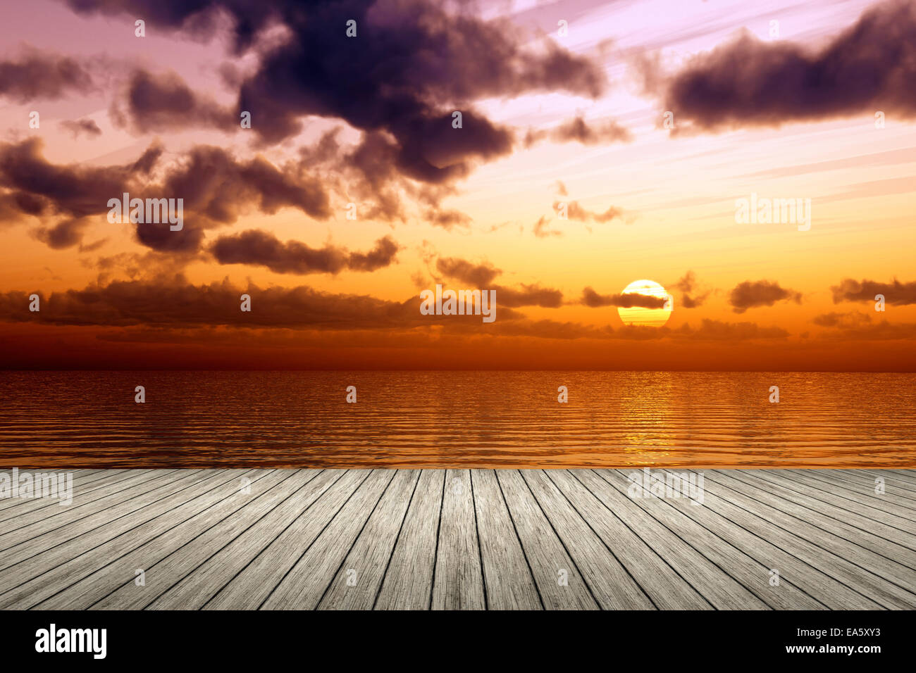 Wooden jetty lake sunset hi-res stock photography and images - Alamy