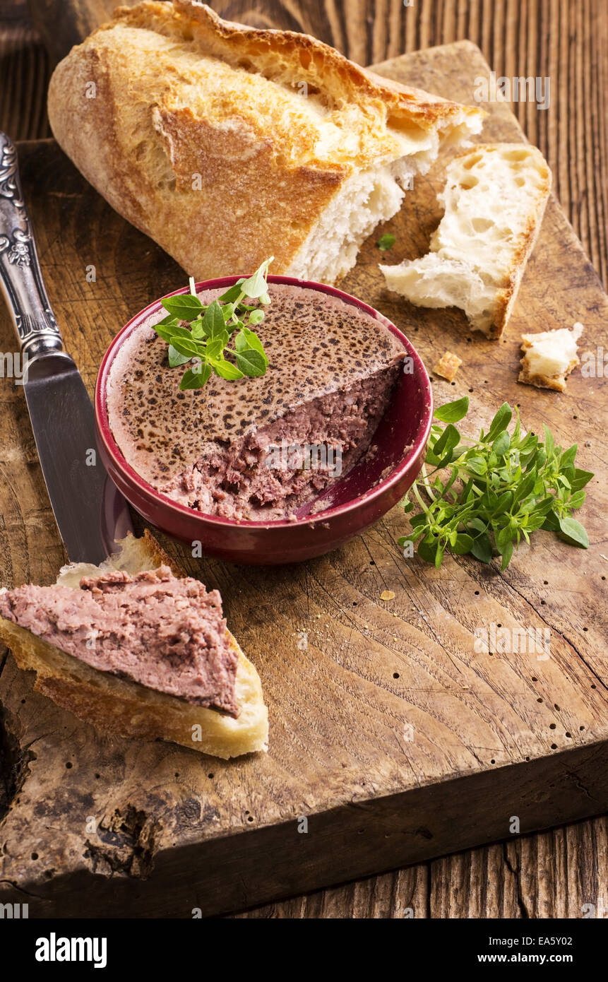 meat pate with bread Stock Photo - Alamy