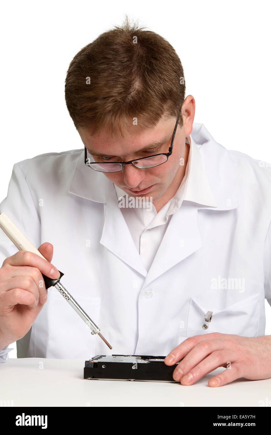 soldering iron in his hand Stock Photo - Alamy