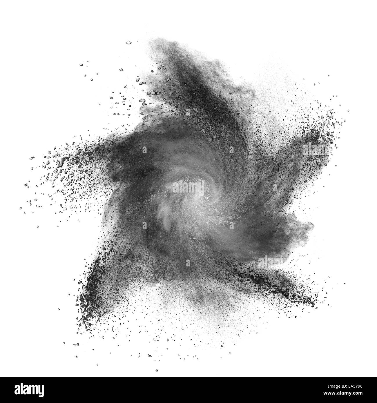 Black powder explosion isolated on white Stock Photo - Alamy