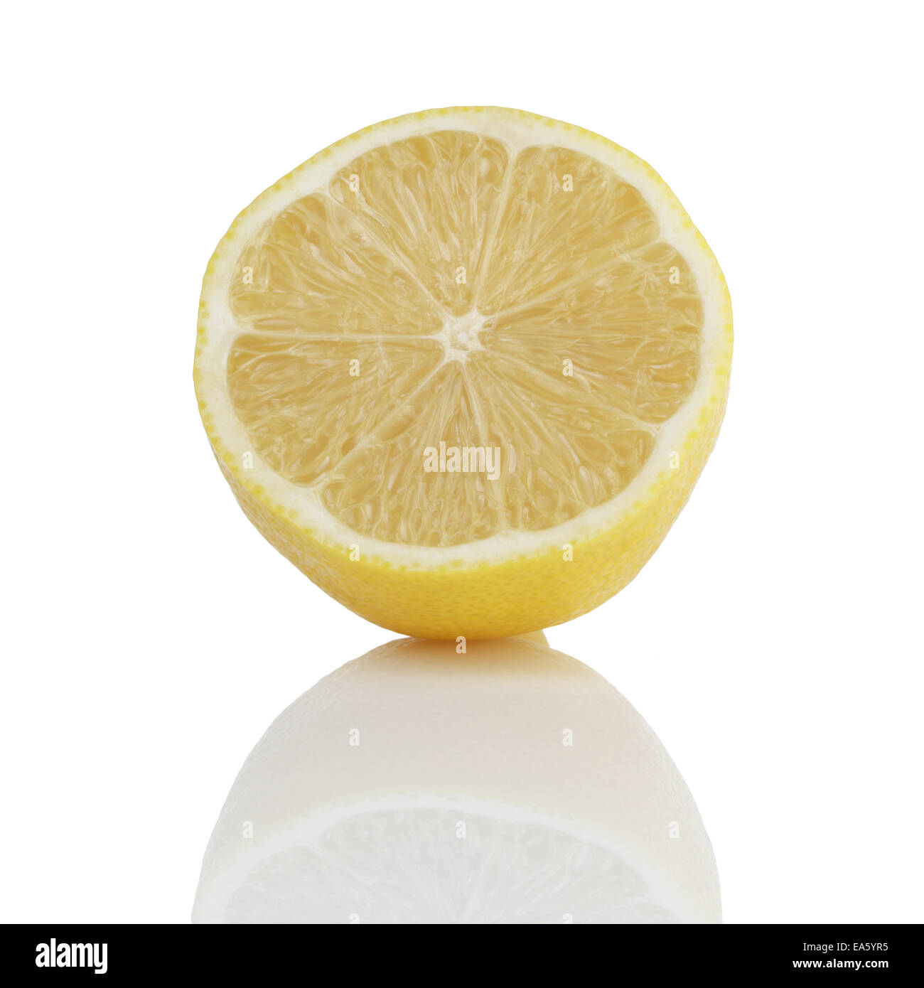 half of lemon, isolated on white with reflection Stock Photo - Alamy