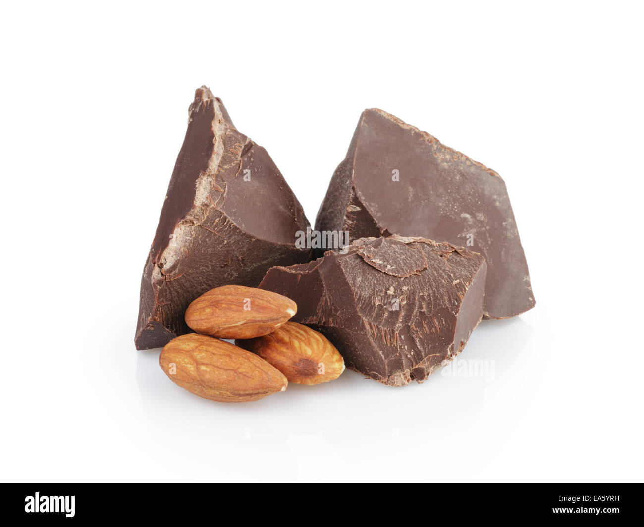 dark chocolate chunks with almond, isolated on white background Stock ...