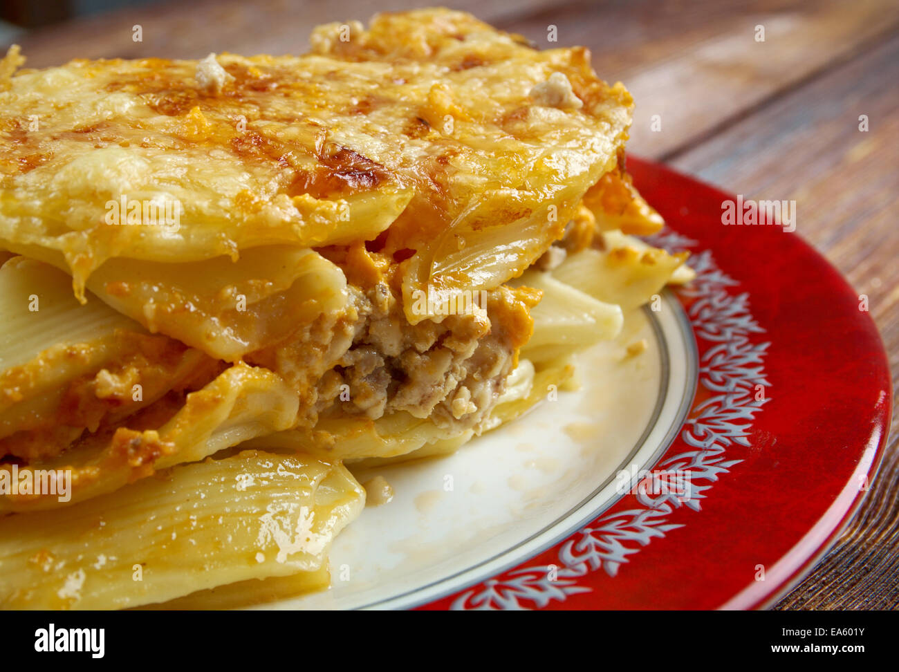 Pastitsio - a Greek and Mediterranean baked pasta Stock Photo - Alamy