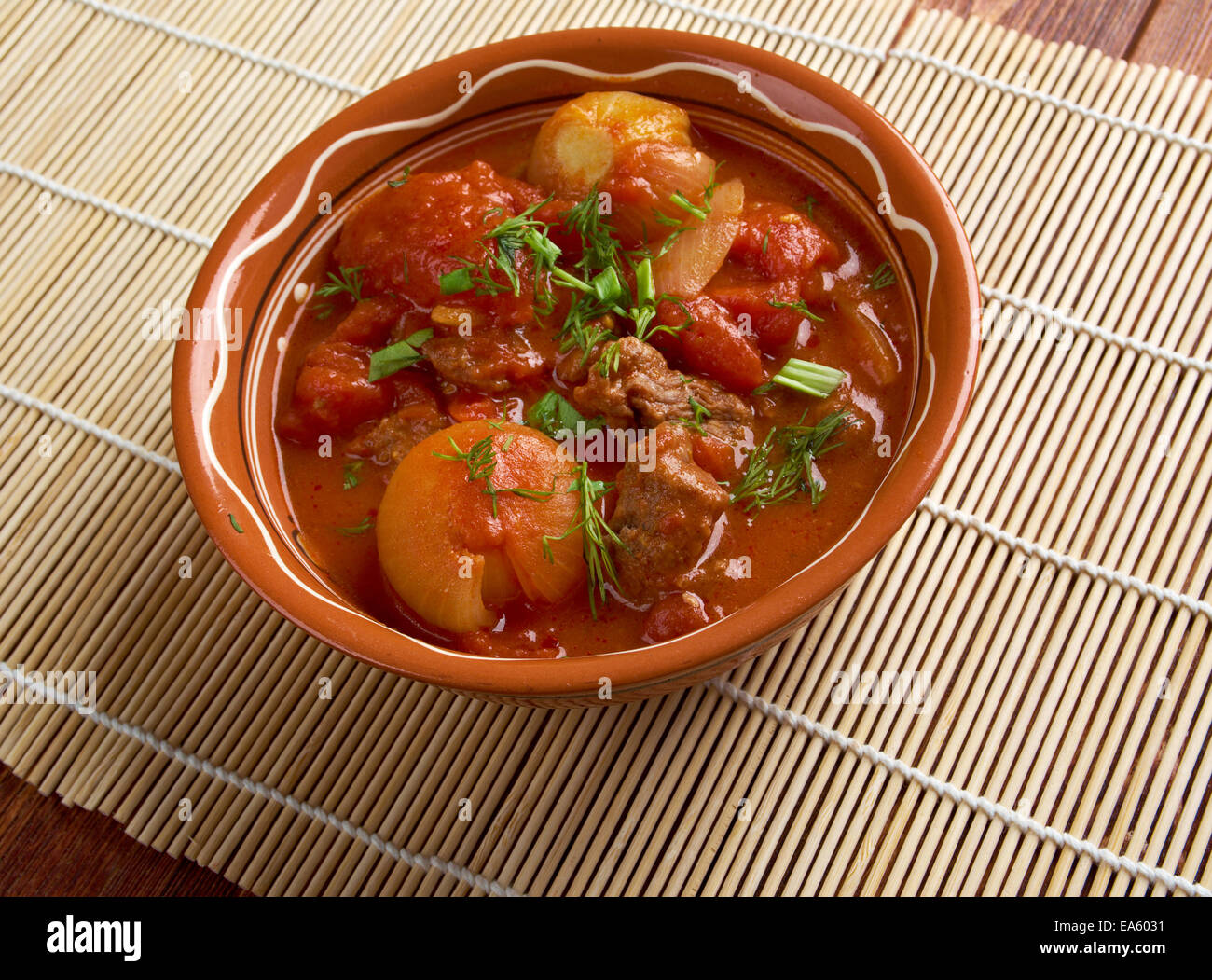 Greek beef stifado Stock Photo - Alamy