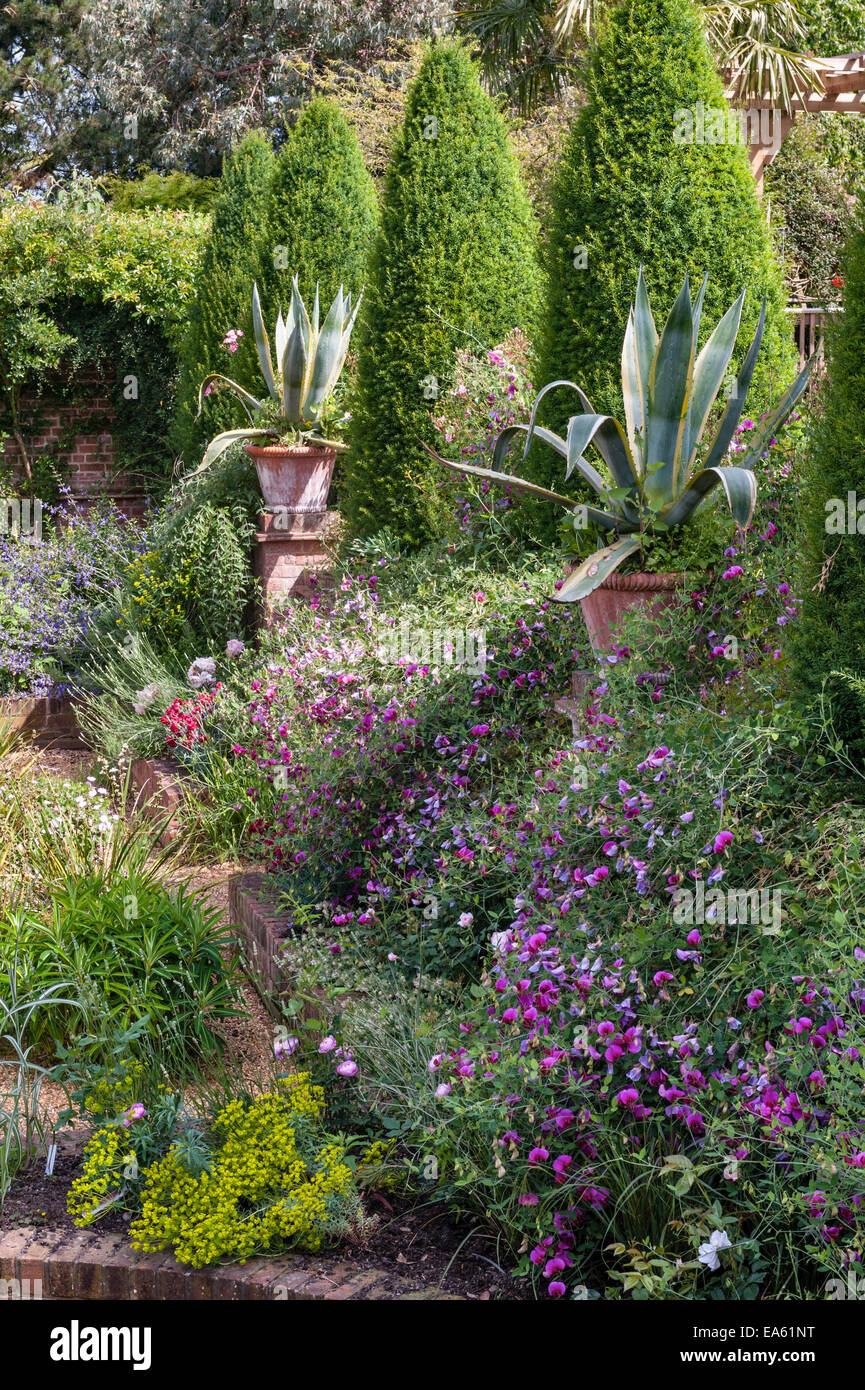East Ruston Old Vicarage gardens, Norwich, Norfolk, UK. The Sunk Garden ...