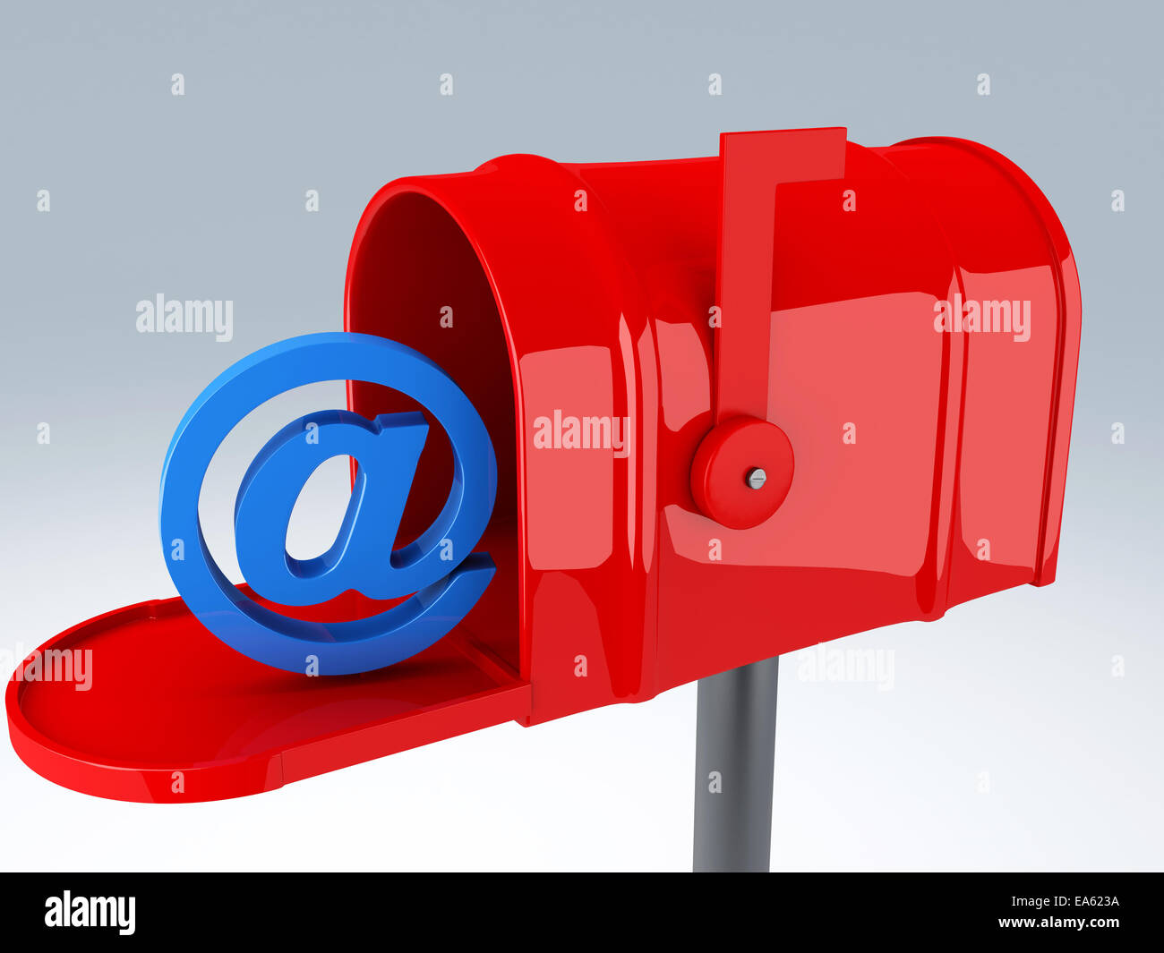 red mail box with at sign. email concept Stock Photo - Alamy