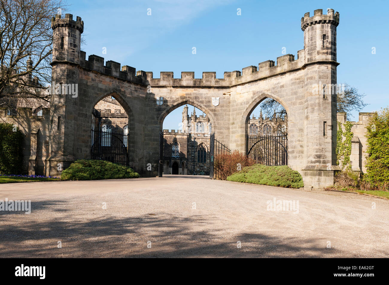 Auckland Castle (the Bishop's Palace), County Durham, UK. The entrance ...