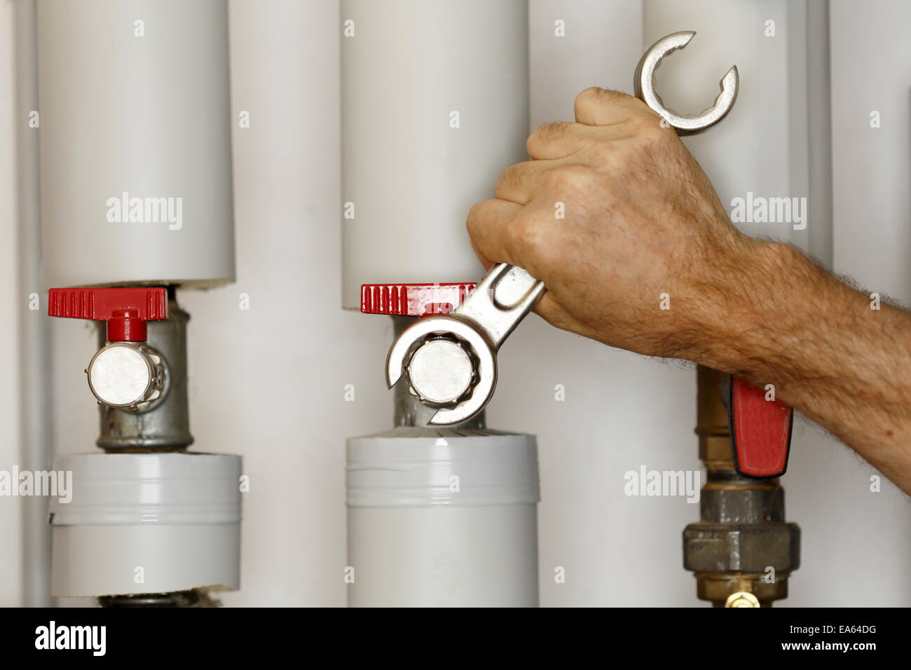 worker with wrench Stock Photo - Alamy