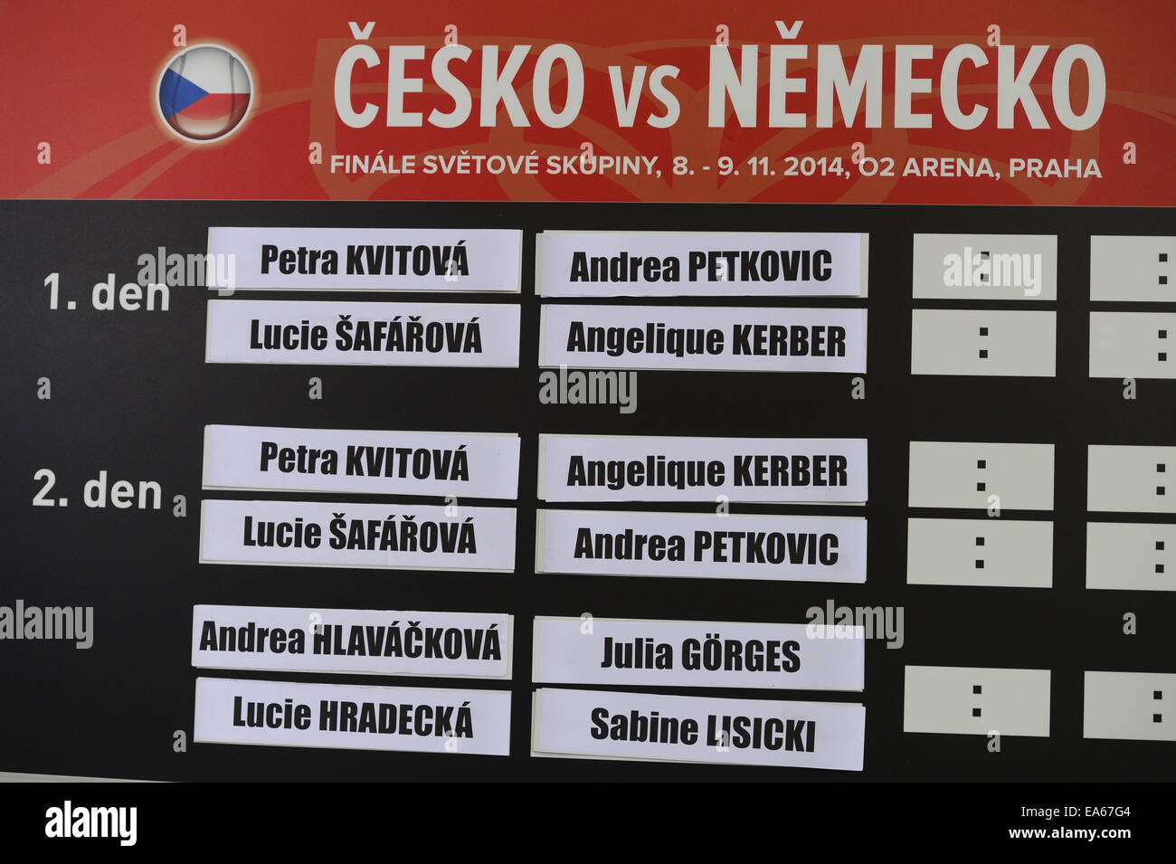 Prague, Czech Republic. 07th Nov, 2014. Tennis draw of Fed Cup final ...