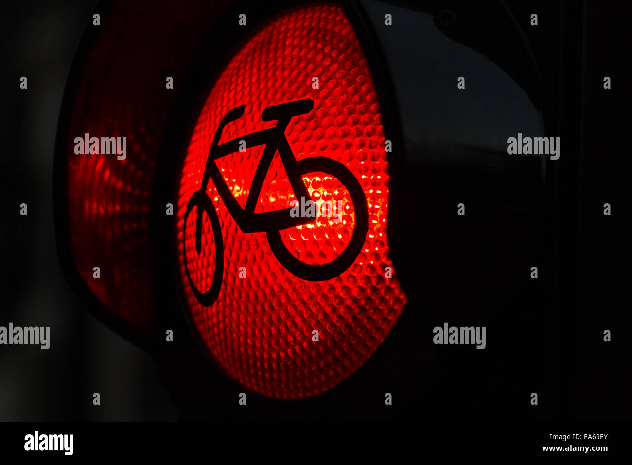 Red bicycle street warning hi-res stock photography and images - Alamy