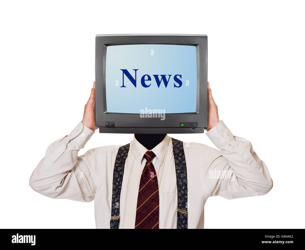 Man with News tv screen for head Stock Photo - Alamy
