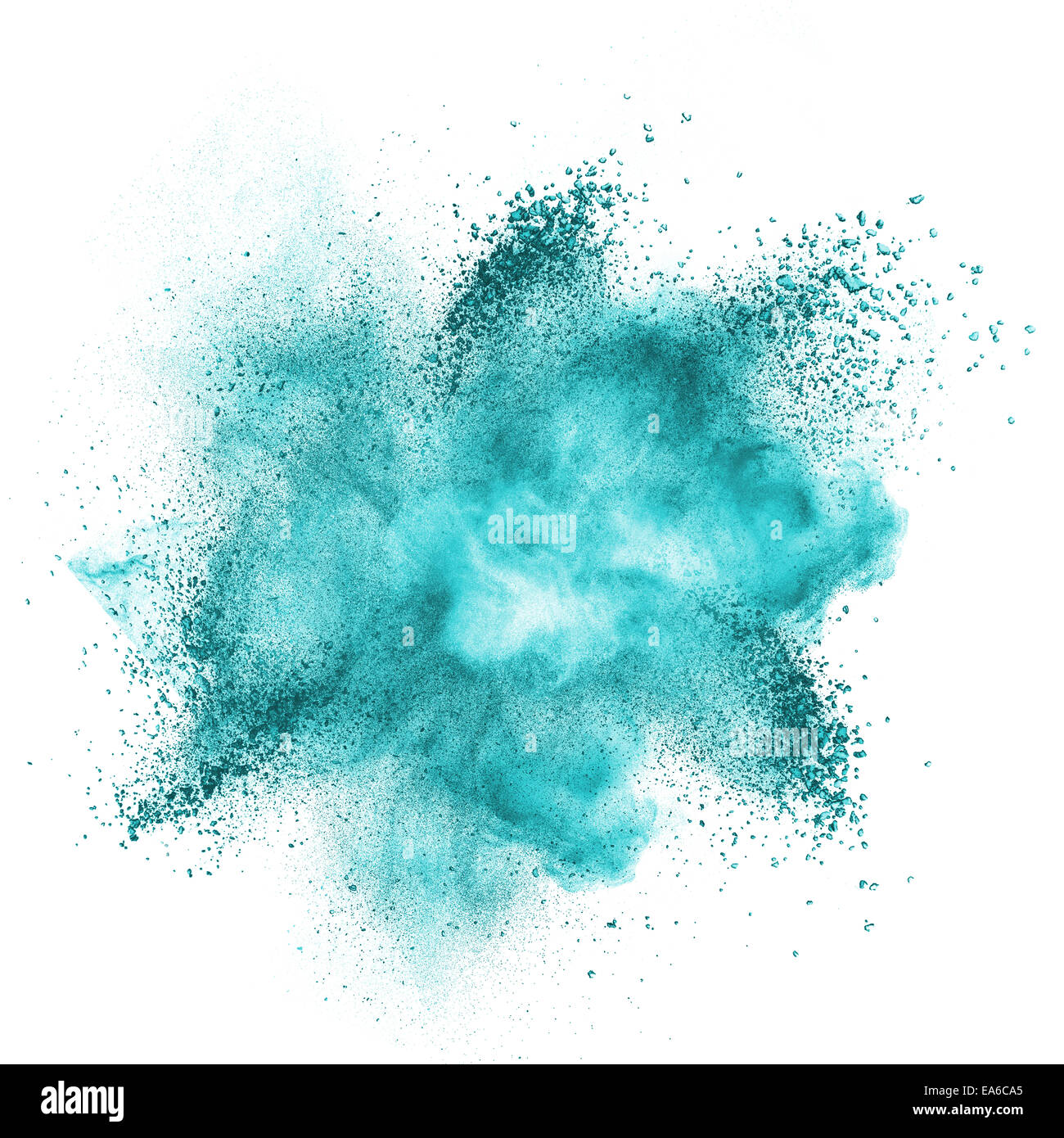 Blue powder explosion isolated on white Stock Photo - Alamy