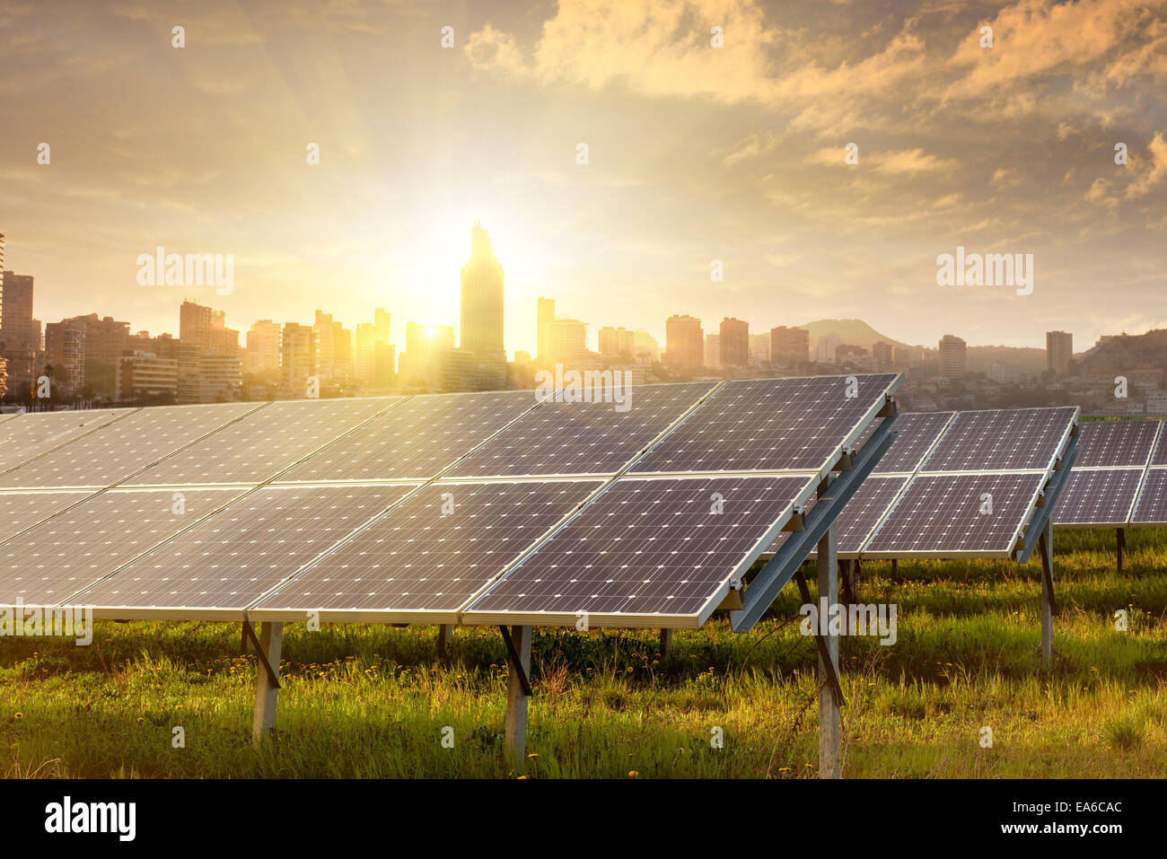 solar panels under sky Stock Photo - Alamy