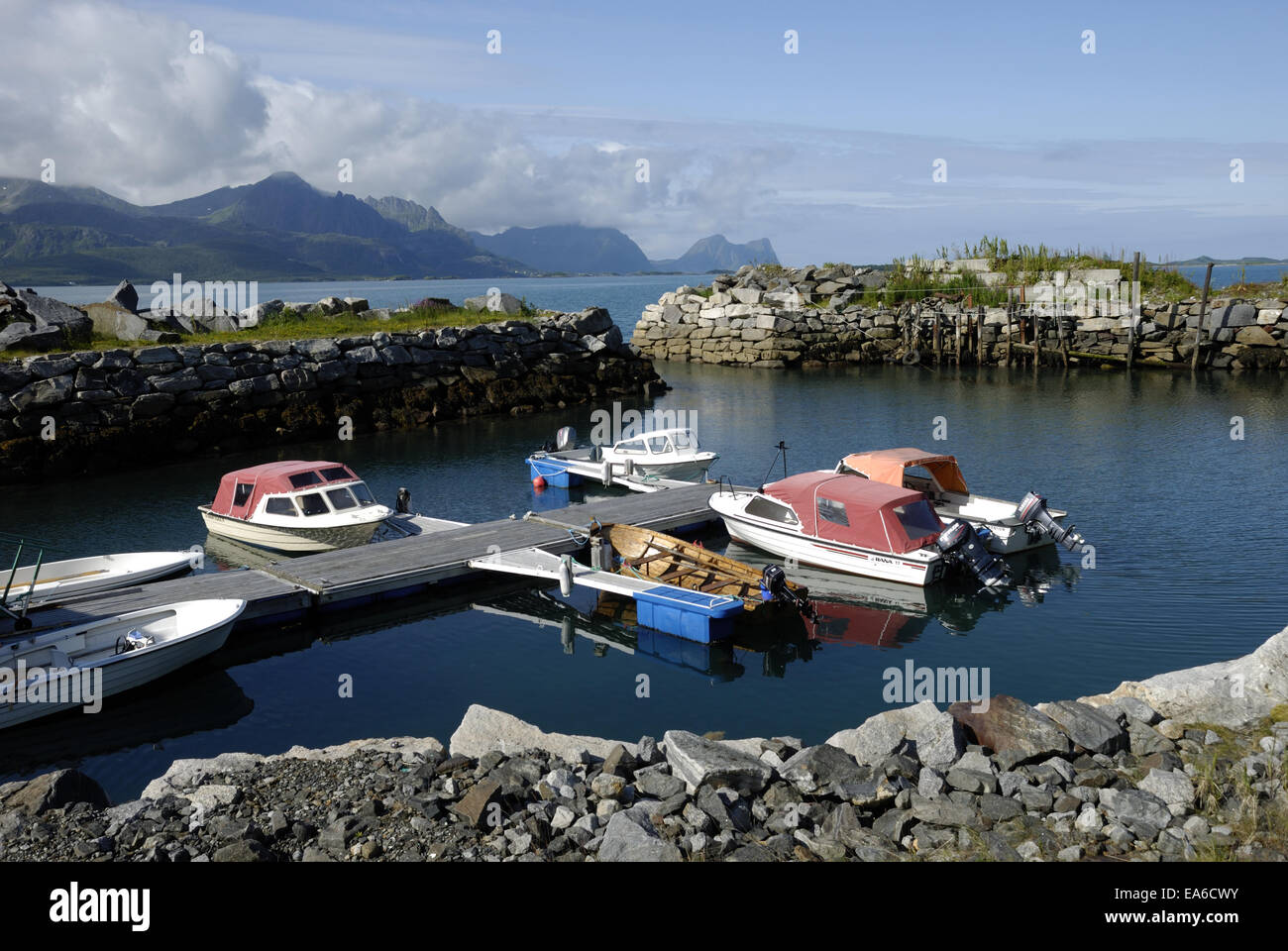 Boat harbour in Skaland on Senja Stock Photo - Alamy