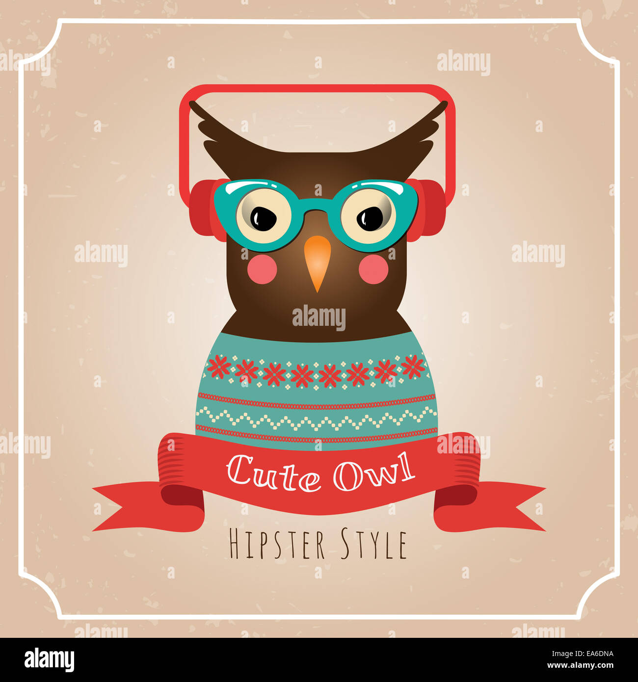 Illustration of Hipster Owl Stock Photo - Alamy