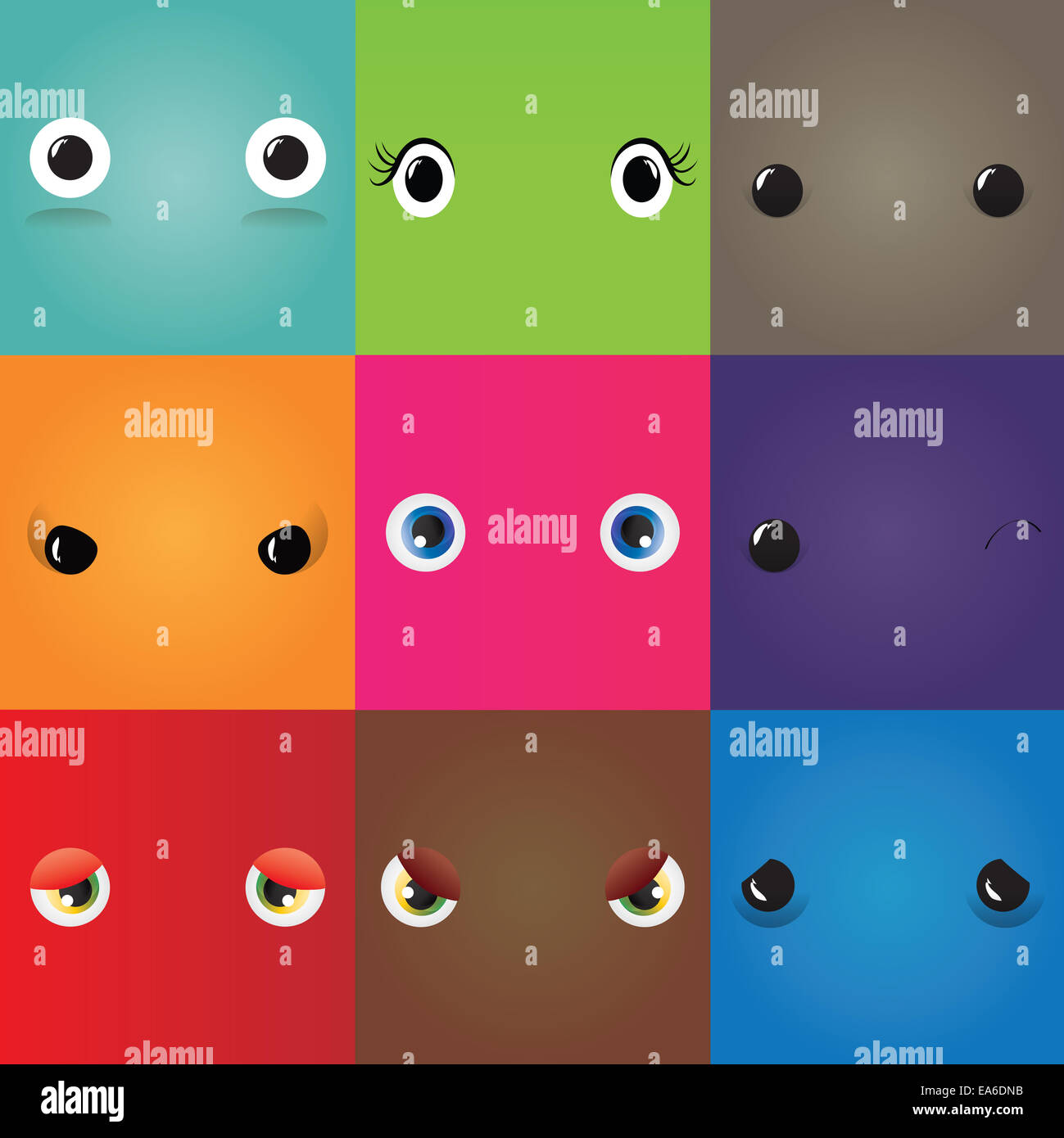 Set of funny cartoon monster eyes Stock Photo - Alamy