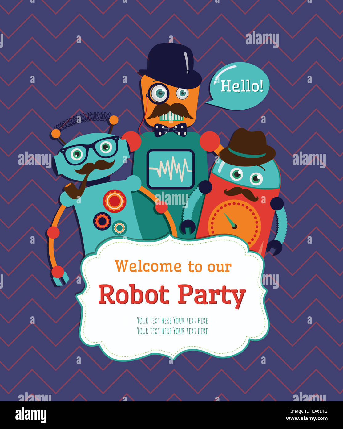 Robot Party Invitation Card Design Stock Photo - Alamy