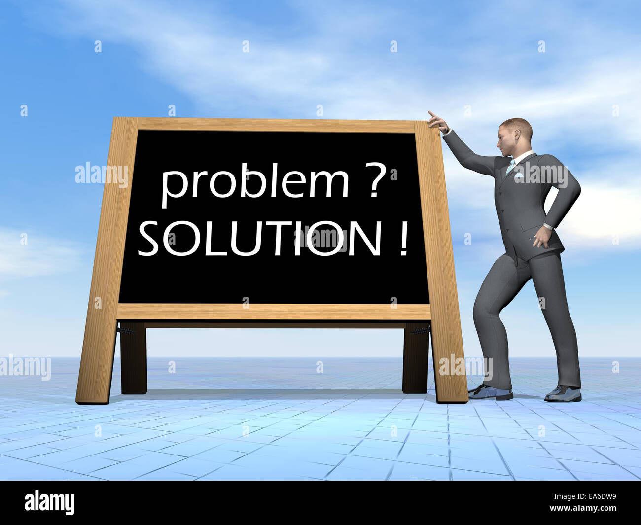 Businessman solution message - 3D render Stock Photo - Alamy
