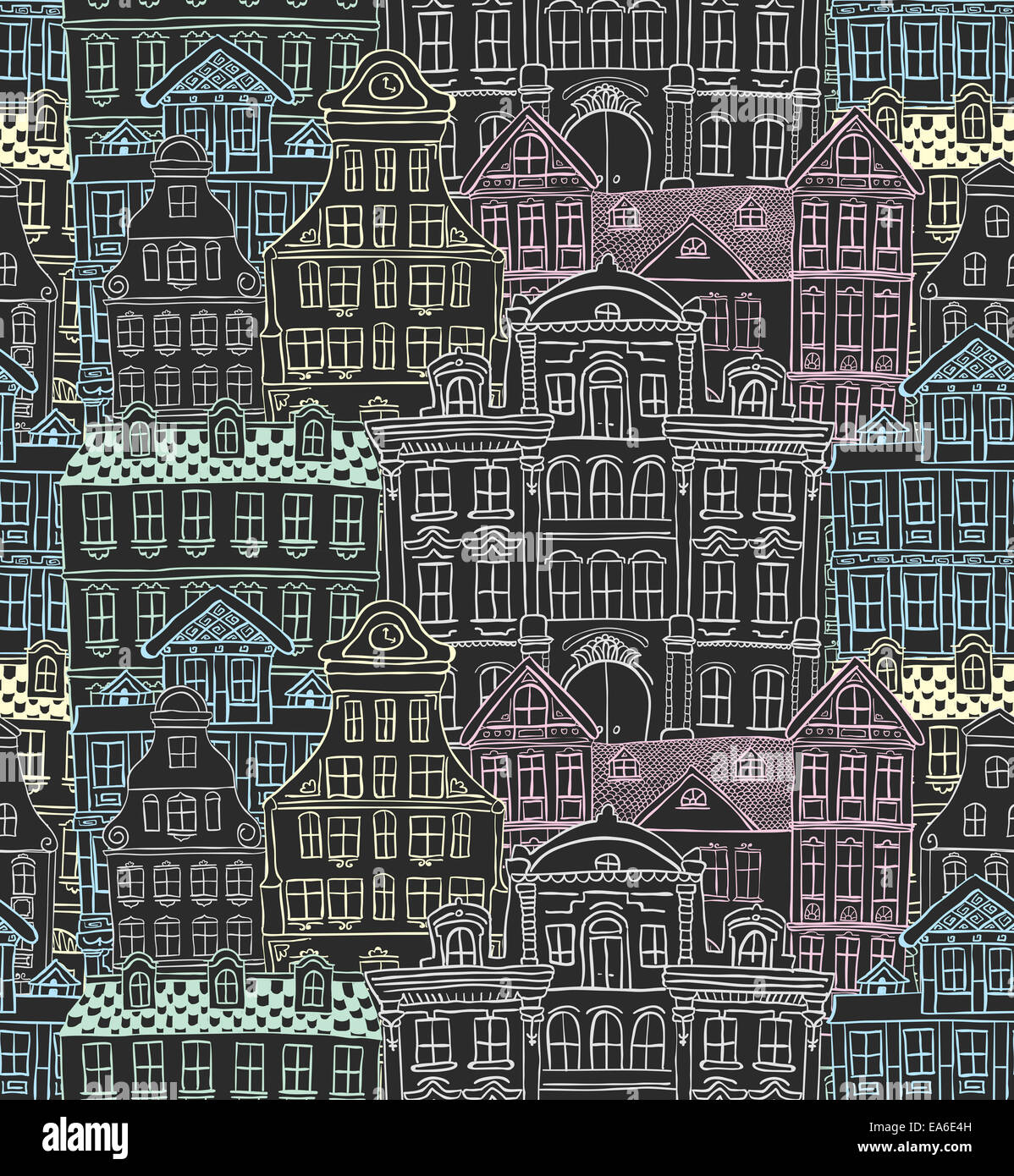 Old Styled Houses Seamless Pattern Stock Photo - Alamy