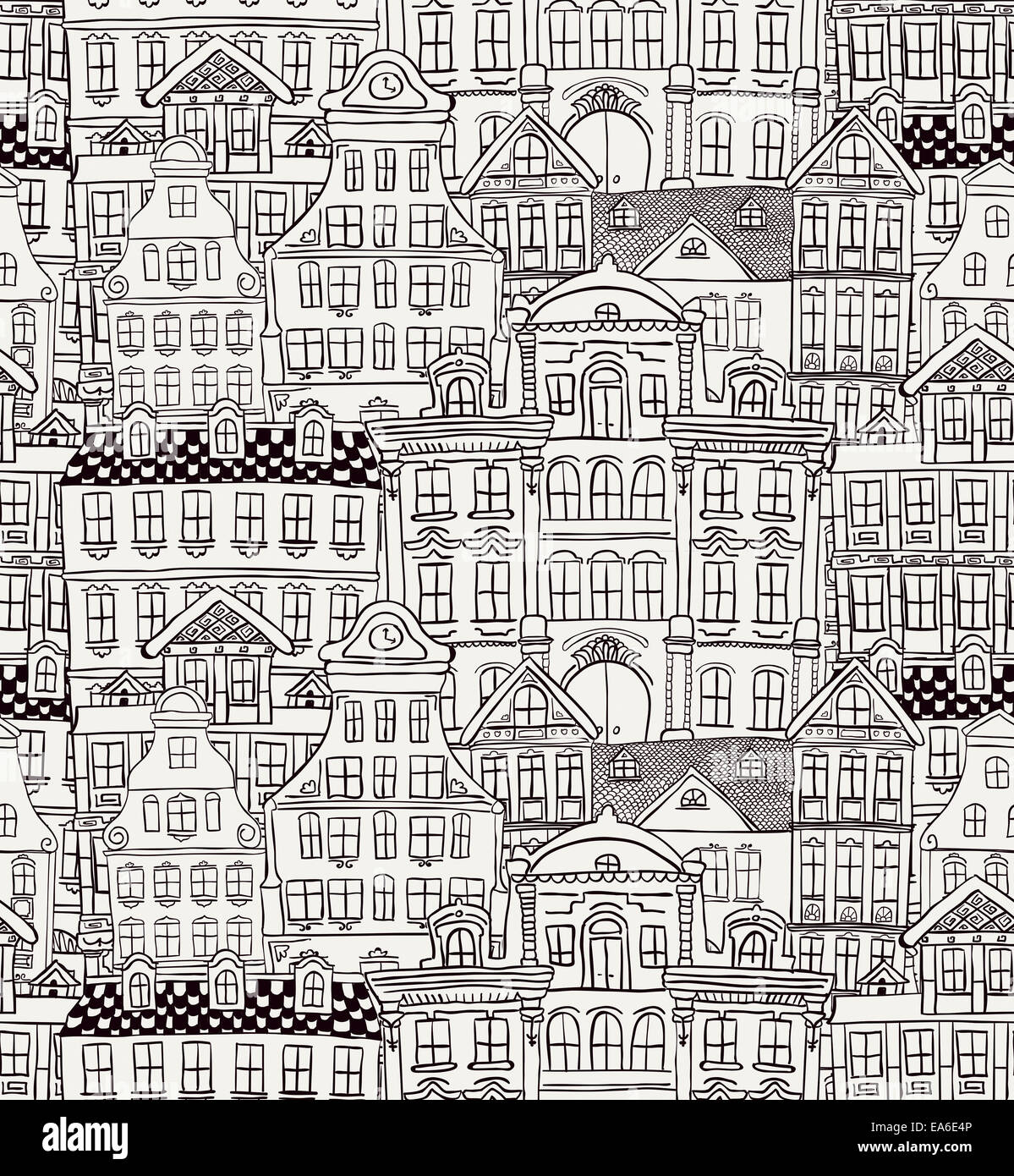 Old Styled Houses Seamless Pattern Stock Photo - Alamy