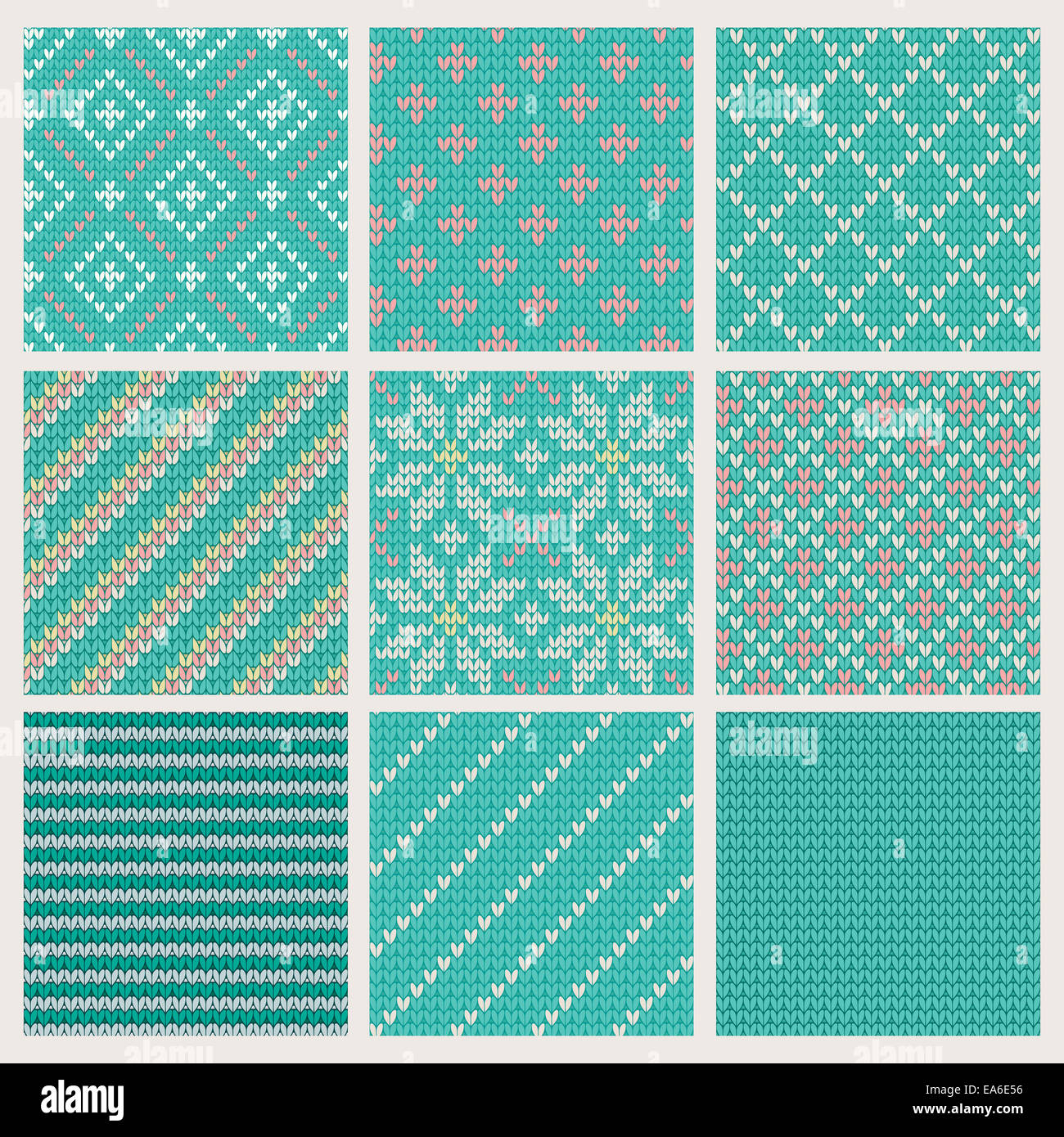 Set of seamless knitting patterns Stock Photo - Alamy