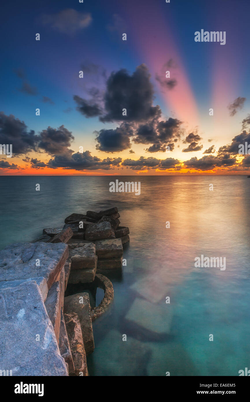 Malaysia, Sabah, Ray of Light sunset at Mabul Island Stock Photo - Alamy