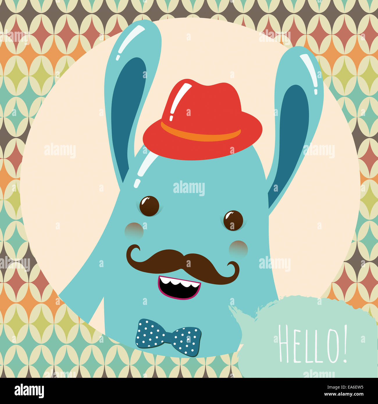 Hipster Retro Monster Card Design Stock Photo - Alamy