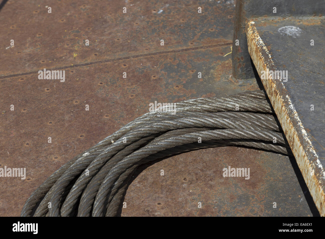 Wire rope on steel deck Stock Photo - Alamy