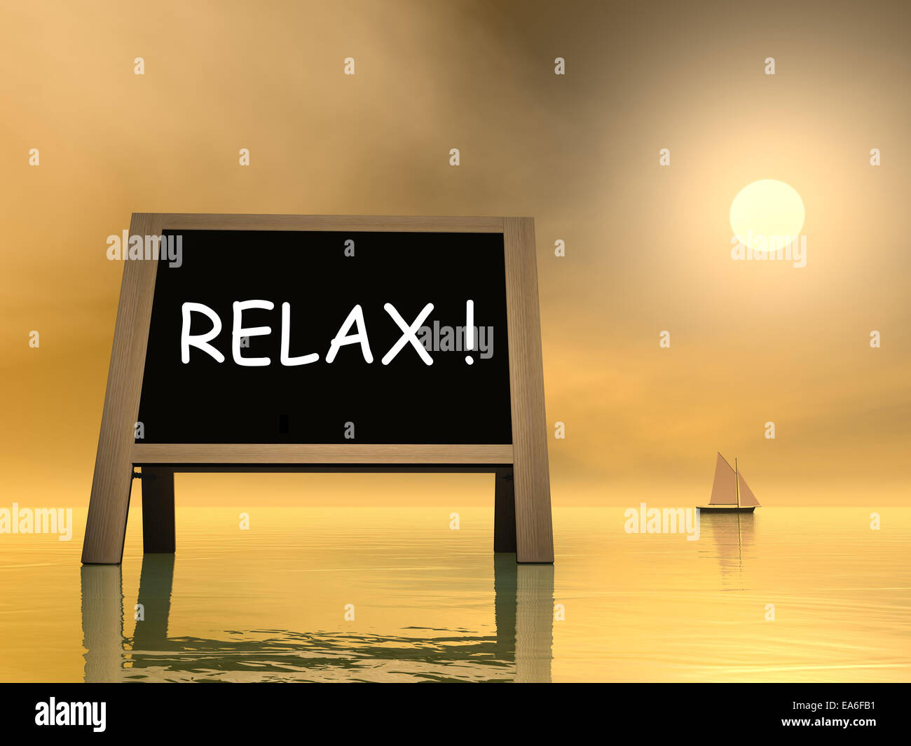 Sunset relaxation - 3D render Stock Photo - Alamy