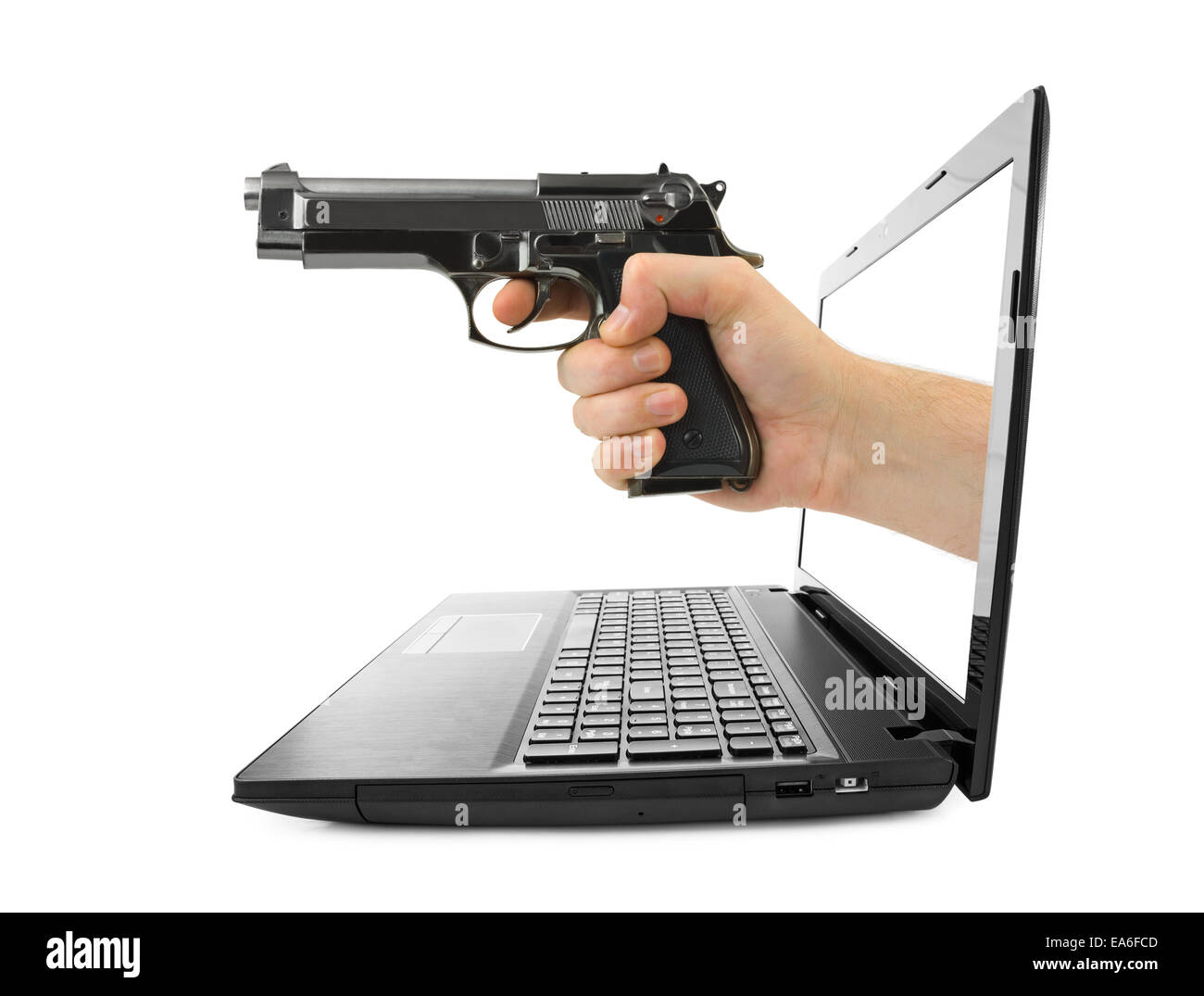Hand with gun and notebook Stock Photo - Alamy