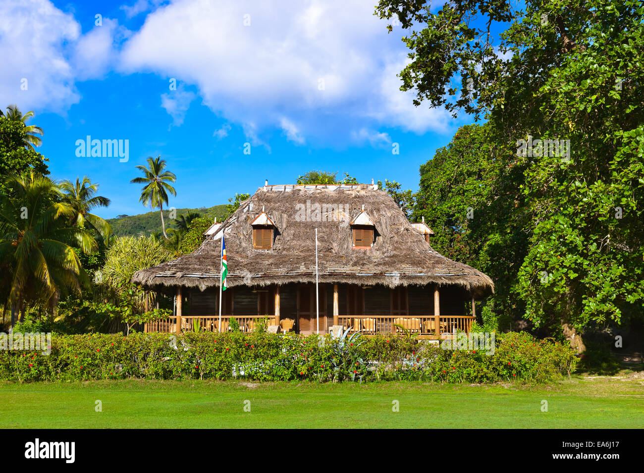 Retro colonial house at Seychelles Stock Photo - Alamy
