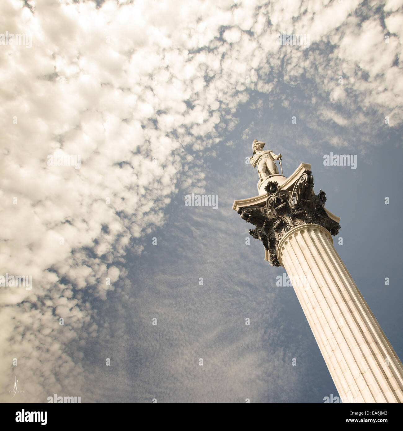 Low angle view of Nelson's Column, England, United Kingdom Stock Photo ...