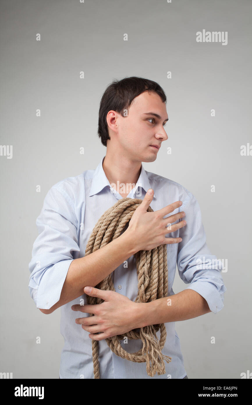 Rope in hands hi-res stock photography and images - Alamy