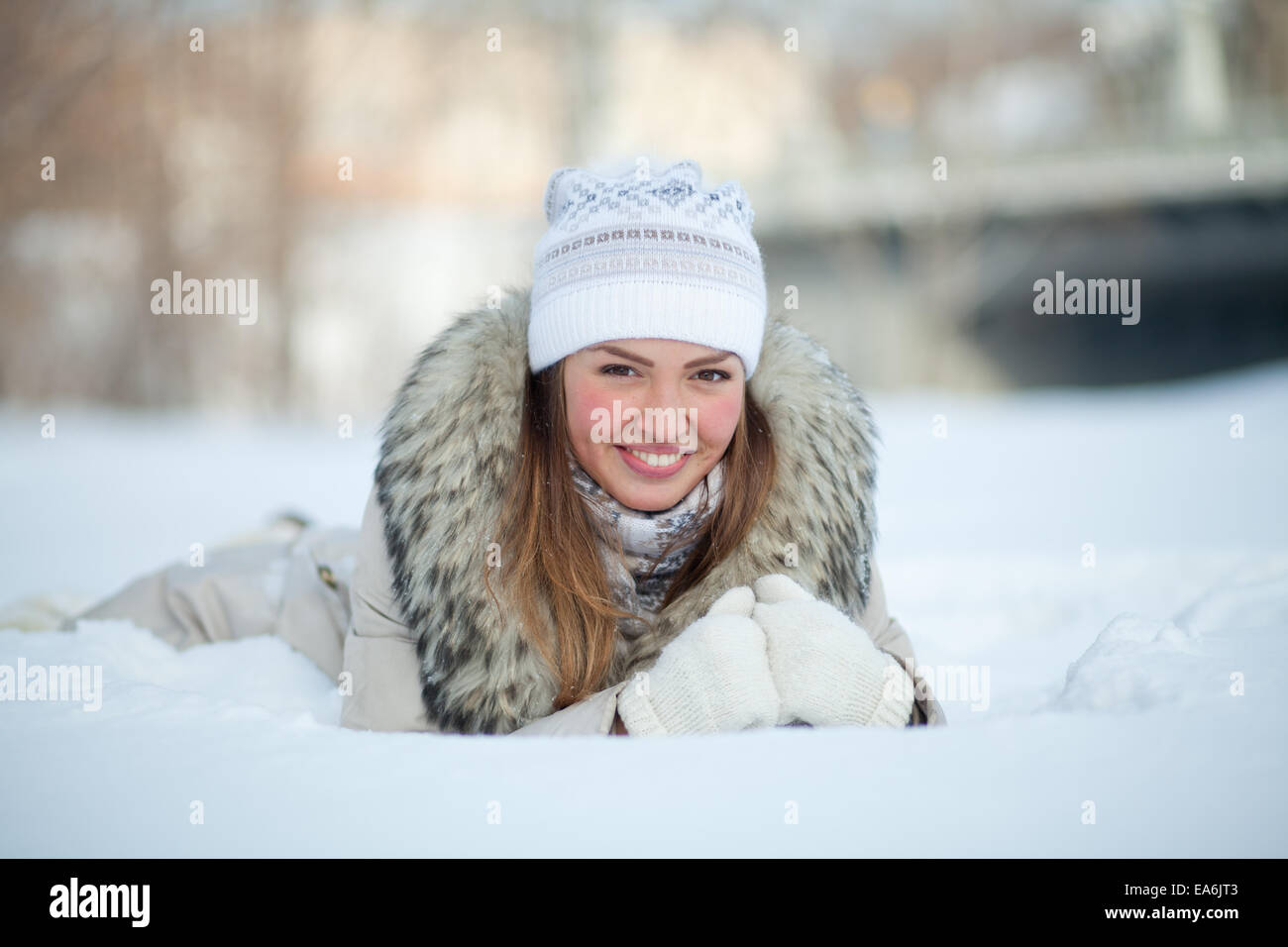 girl in nature in winter Stock Photo - Alamy