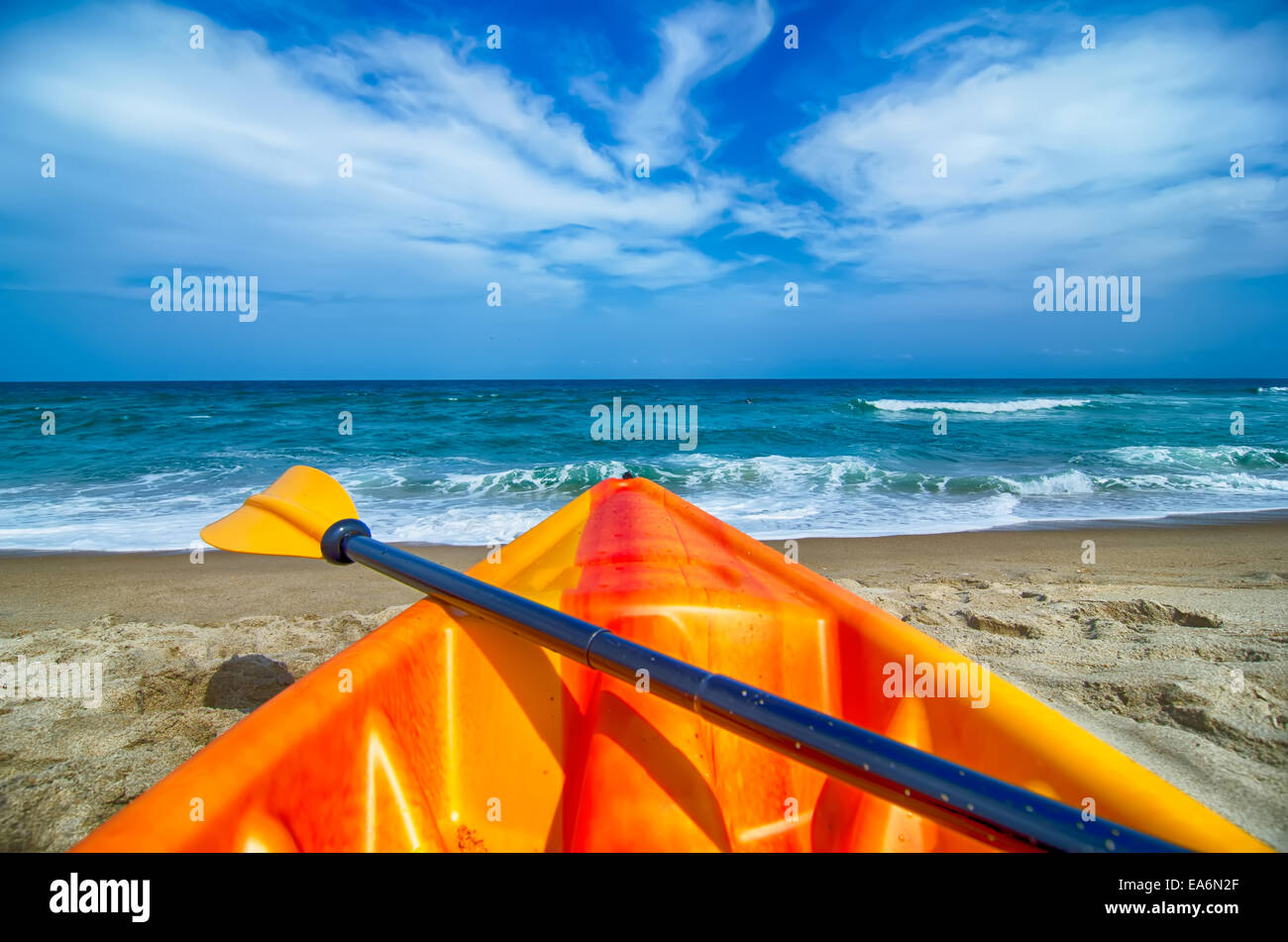 kayak looking at the beach and ocean waves Stock Photo - Alamy